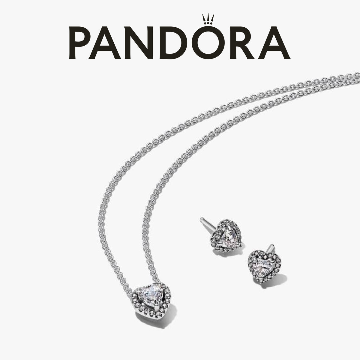 Pandora Valentine's Elevated Heart Necklace & Earrings Gift Set – The ...